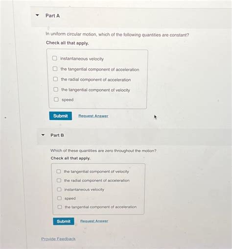 Solved In Uniform Circular Motion Which Of The Following Chegg