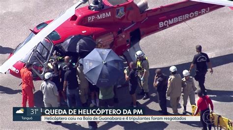 Quatro Pms São Resgatados Após Queda De Helicóptero Na Baía De