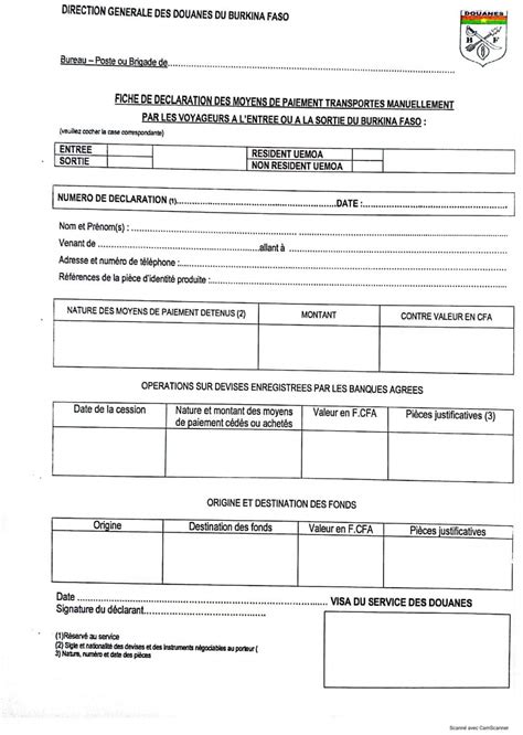 Douanes UMOA Les seuils pour la déclaration des transports physiques