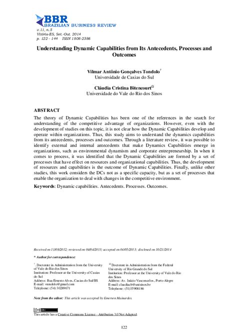 Pdf Understanding Dynamic Capabilities From Its Antecedents Processes And Outcomes