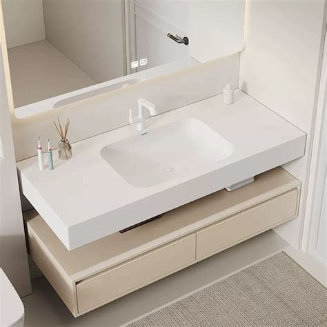 杜邦可丽耐一体盆洗漱台奶油风实木卫生间洗手脸盆浴室柜组合定制 淘宝网 花瓣网