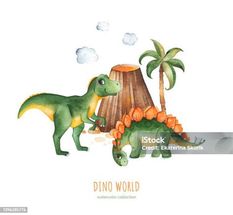 귀여운 디노 월드 컬렉션 공룡에 대한 스톡 벡터 아트 및 기타 이미지 공룡 과거 구도 Istock