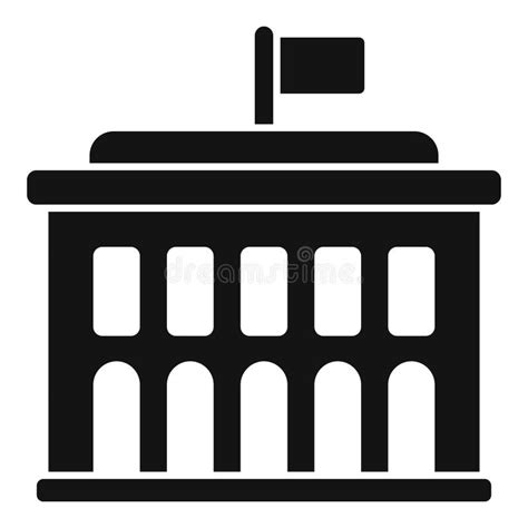 ícono De Vector Blanco Y Negro De Un Edificio De Gobierno Clásico Con