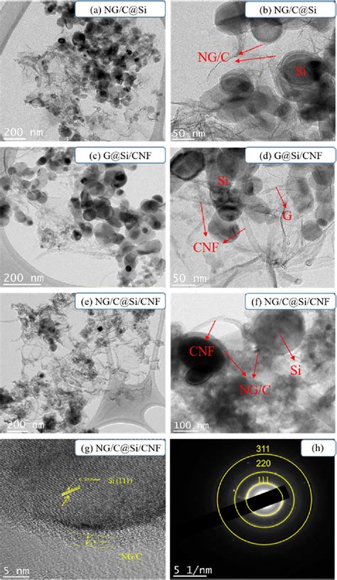Representative Tem Images Of Ng C Si A B G Si Cnf C D And Download Scientific Diagram