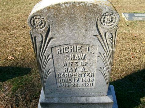 Richie L Shaw Carpenter 1898 1920 Memorial Find A Grave