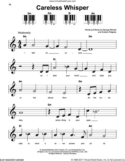 Wham Featuring George Michael Careless Whisper Sheet Music For Piano Solo