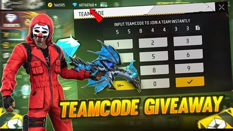 Free Fire Live Custom Room Giveaway Ff Live Team Code Giveaway Ff