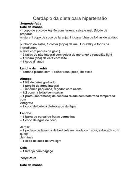 Cardápio Da Dieta Para Hipertensão Edible Plants Cuisine