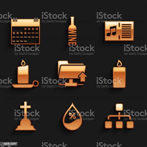 Ftp 폴더 업로드 물방울 비율 계층 구조 조직도 차트 불타는 촛불 십자가 및 촛대 아이콘이 있는 삭제 표시를 설정합니다 벡터 건축물에 대한 스톡 벡터 아트 및 기타 이미지