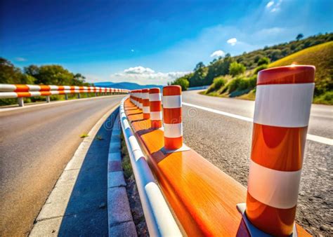 Aerial Highway Construction Traffic Control Measures Safety Barriers In Action Stock