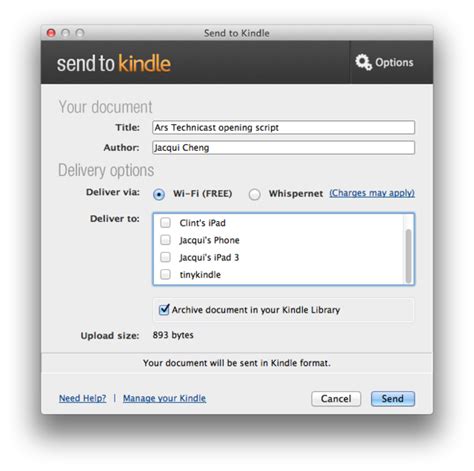Amazon Releases “send To Kindle” Desktop Software For The Mac Ars Technica