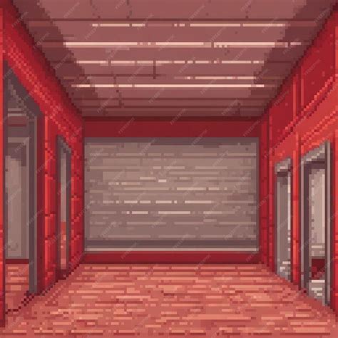 Redwalled Brickfloored Pixel Art Depicting An Empty Room Premium Ai
