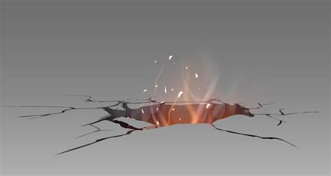 Broken Ground Or Wall Surface With Fire Light Free Vector