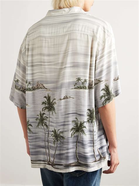Celine Homme Camp Collar Printed Satin Shirt For Men Mr Porter