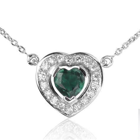 Collier émeraude diamant en Or Blanc Fanny CL EM