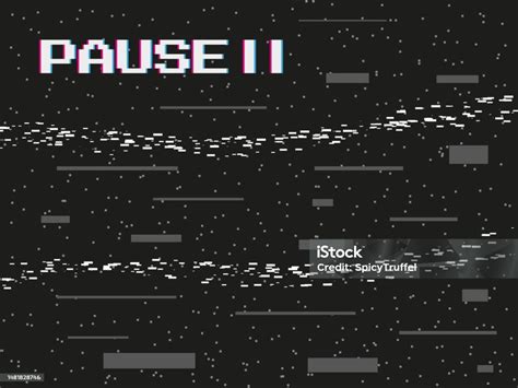 글리치 효과 배경 Vhs가 일시 중지됩니다 비디오 테이프 되감기 비디오 화면 8비트 픽셀 테이프 오류를 표시합니다 왜곡 효과를