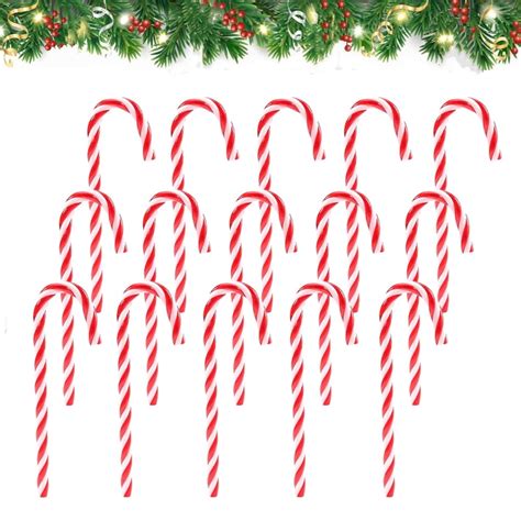 40 Pcs Fake Candy Cane For Christmas Red And White Crutch Candy Plastic
