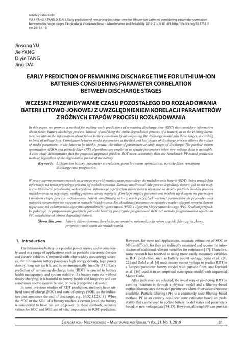 Pdf Early Prediction Of Remaining Discharge Time For Lithium Ion Batteries Considering
