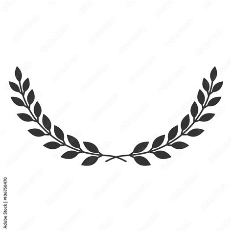 Half Circle Laurel Wreath With Green Leaves And Berries On A Round 4013483