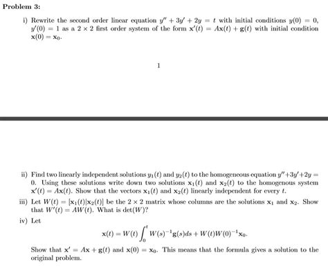 Solved Problem 3 I Rewrite The Second Order Linear
