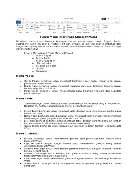 Fungsi Menu Insert Pada Microsoft Word Pdf