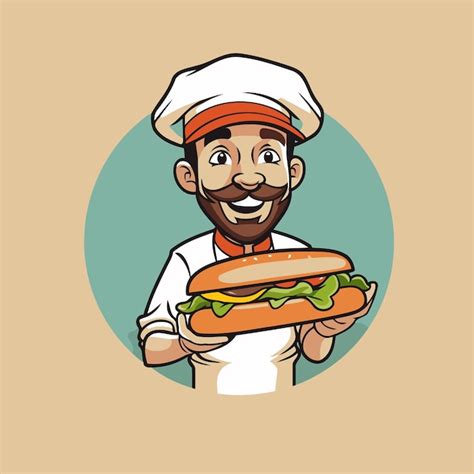 Premium Vector Chef Holding A Hamburger Vector Illustration In