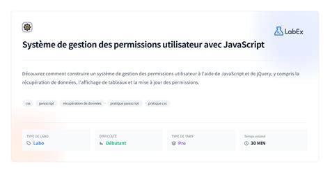 Implémenter La Gestion Des Permissions Utilisateur Avec Javascript Labex