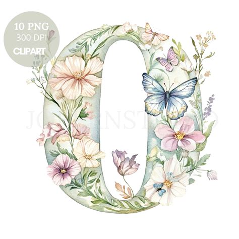 Floral Number 1 9 Clipart Bundle 10 High Quality Png Watercolor Number