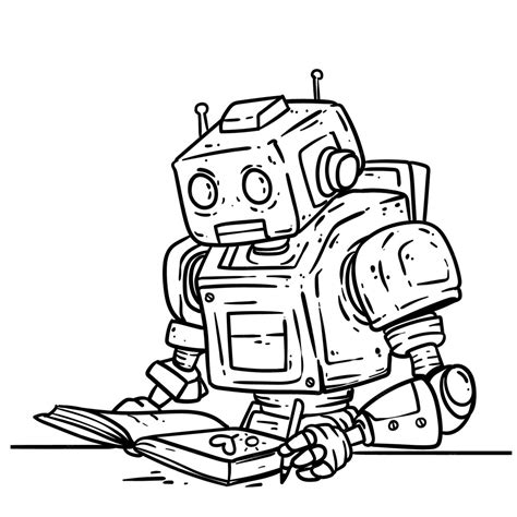 Illustration De Dessin De Robot Dessinée à La Main Vecteur Premium