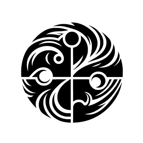 Symmetrical Black And White Circular Geometric With Interlocking Shapes Embellishments And