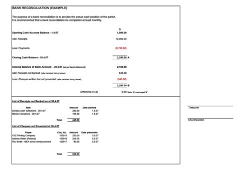 Free Printable Bank Reconciliation Templates