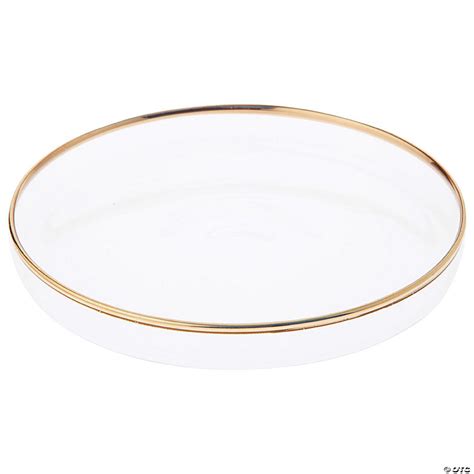 Plymor 45 X 45 Round Glass Display Tray Gold Rim Pack Of 12