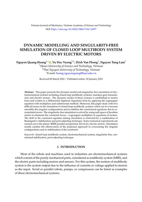 pdf dynamic modelling and singularity free simulation of closed loop