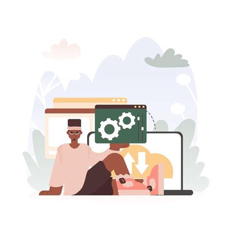 Premium Vector A Vector Chart Of A Man Holding A Browser Window With