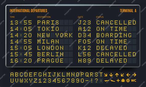 Premium Vector Led Airport Board Departure Table Information Screen