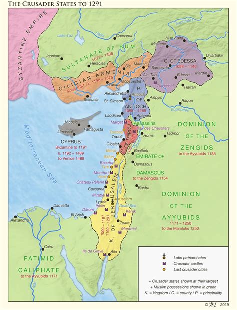 Map Of The Crusader States At Their Largest Extents 11th 13th