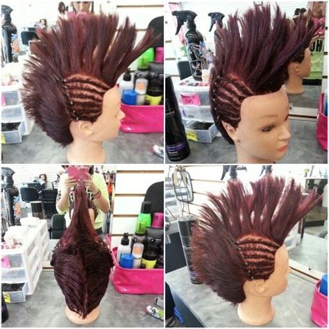 Mohawk With Corn Rows On Each Side Red Mahogany Hair Color Mahogany