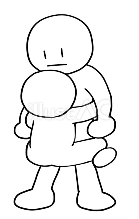 抱きつく人と抱きつかれて固まっている人イラスト No 25889254｜無料イラスト・フリー素材なら「イラストac」