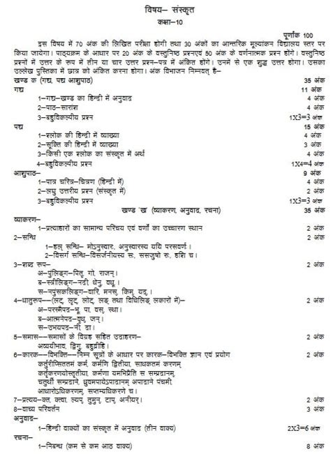 Up Board Class 10th Sanskrit Syllabus 2022 23 Download Up Class 10