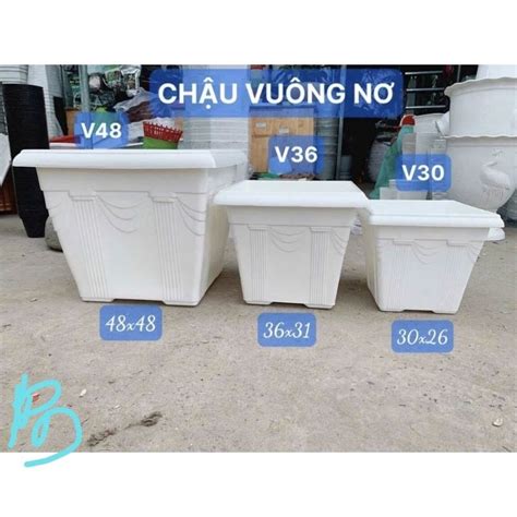 Chậu Nhựa Vuông Nơ Size 36x36x31cm Chậu Trồng Hoa Cây Cảnh Nhiều Kt