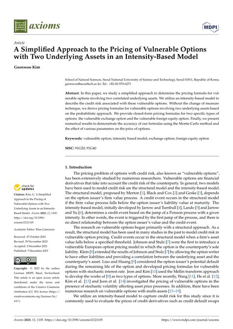 Pdf A Simplified Approach To The Pricing Of Vulnerable Options With
