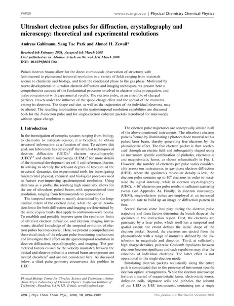 Pdf Ultrashort Electron Pulses For Diffraction Crystallography And Microscopy Theoretical