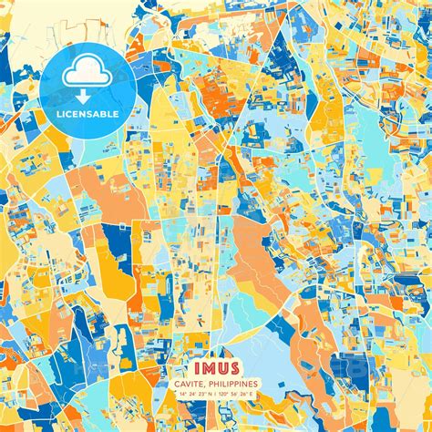 Imus Cavite Philippines Blue And Orange Vector Art Map Template Hebstreits