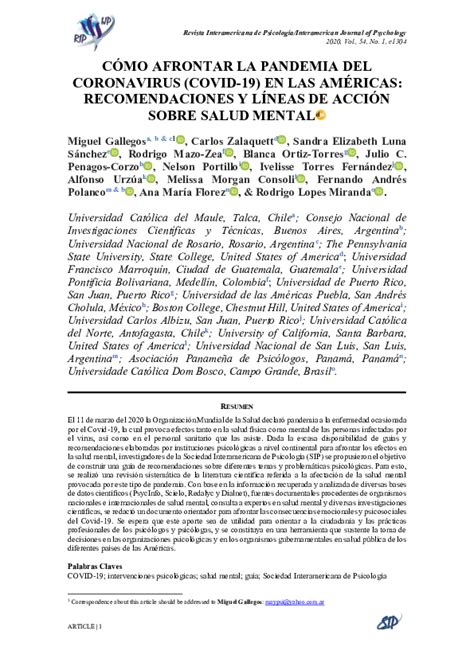 Pdf CÓmo Afrontar La Pandemia Del Coronavirus Covid 19 En Las