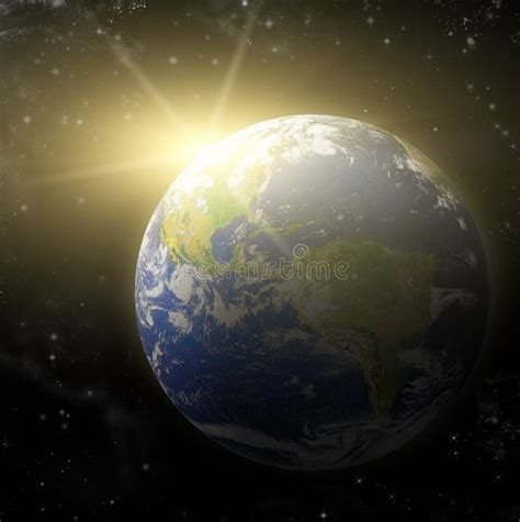 De Zon En De Maan Van De Aarde In Ruimte Stock Illustratie