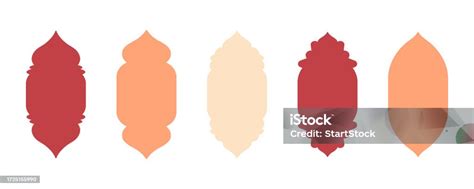 아랍 이슬람 프레임의 집합입니다 동양 아라베스크 양식의 창문이나 문은 아랍어 장식을 위한 아치형입니다 라마단 카림 실루엣 모양 아라비아 또는 인도 장식 템플릿 무슬림