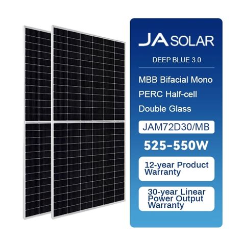 Bifacial Double Glass Solar Panel Ja 550w Bifacial Solar Panels