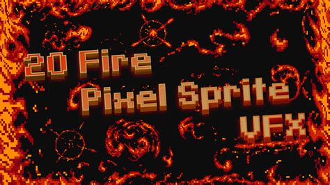 20 Fire Pixel Sprite Vfx Asset Cloud