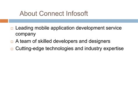Mobile Application Development Connect Infosoft Ppt