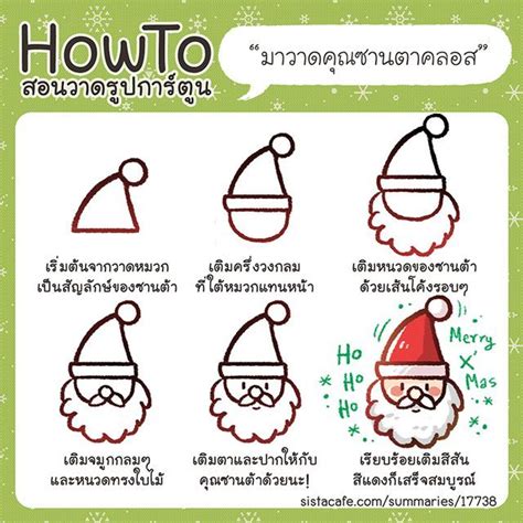 07 สอนวาดคุณซานตาคลอส •ө• ♡ สอนวาดรูป ภาพวาดง่ายๆ สติกเกอร์น่ารัก
